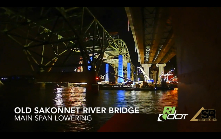 Removal of the upper bascule section of the Old Sakonnet River Bridge ...