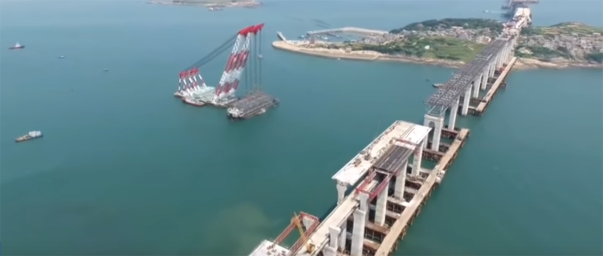 Video showing Pingtan Haixia rail-road bridge closer to completion with ...