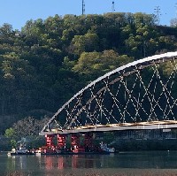 Wellsburg Bridge installed after 1.6km barge ride - Bridge Design ...